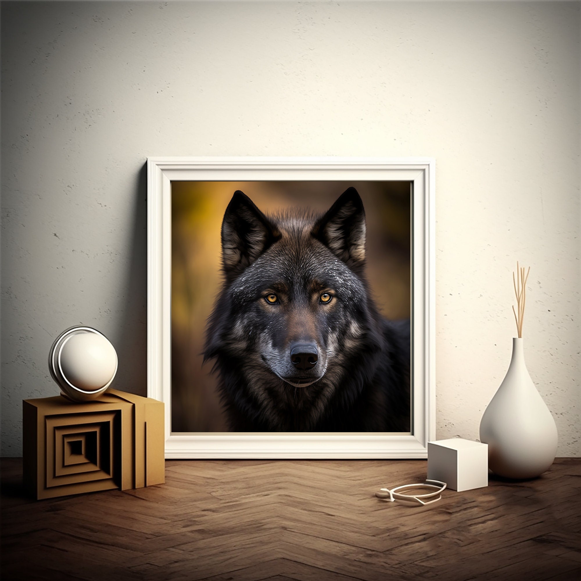 Black Timber Wolf Nature Photography - Digital Print Download - Close ...
