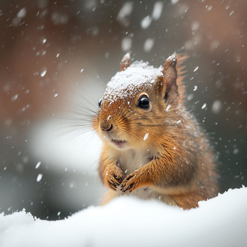 Cute Winter Squirrel Nature Photography Digital Print Download Close-up ...