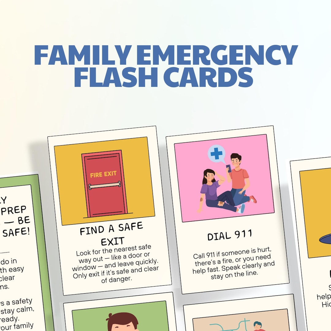 Home Safety Flashcards: Family Emergency Preparedness Drill Cards (PDF ...