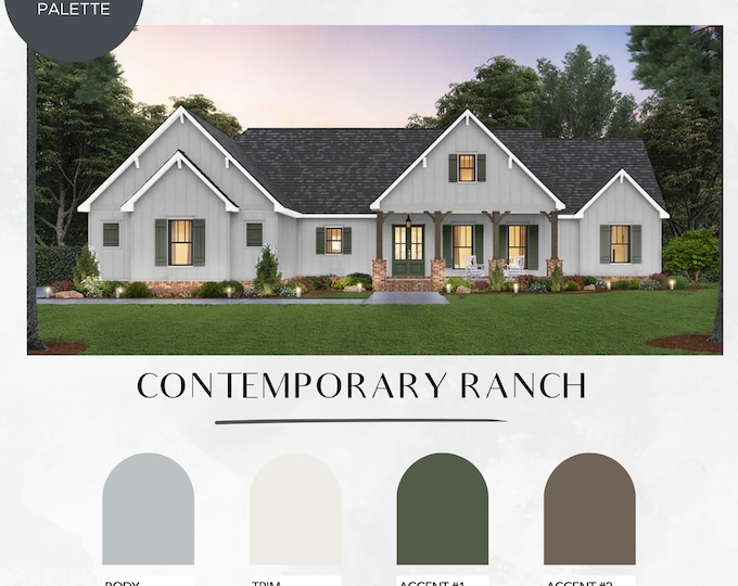 Exterior Paint Color Palette, Contemporary Ranch Paint, Modern Paint ...
