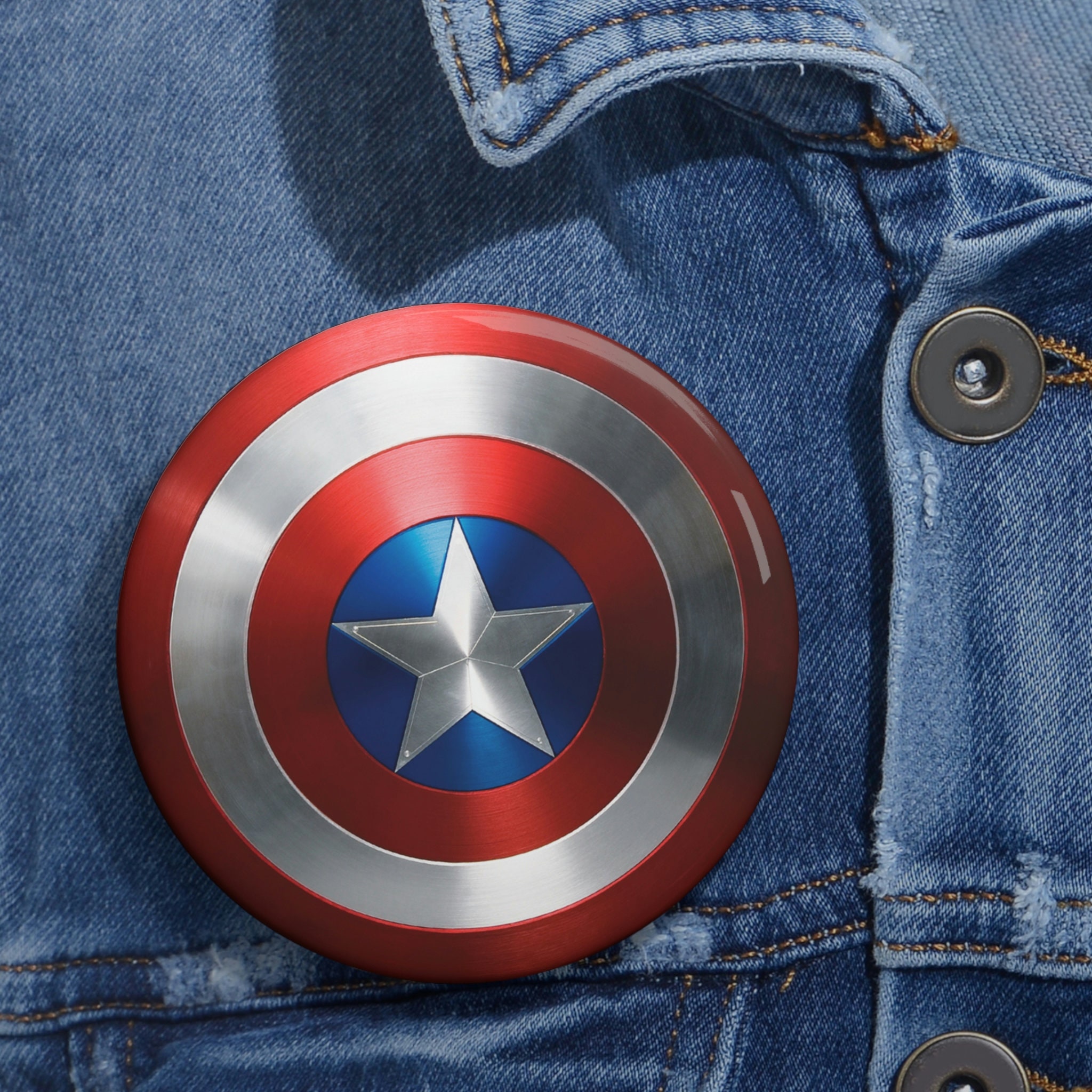 Captain America Shield Pin Button Badge - Etsy