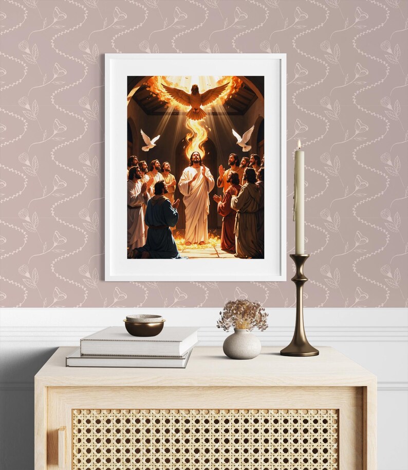 Pentecost Holy Spirit Art | Christian Bible Scene Printable (digital ...