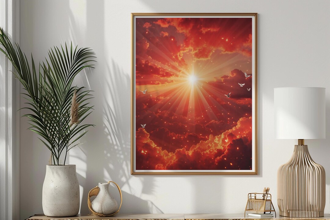 Pentecost Wall Art Printable | Holy Spirit Descending on Apostles | Christian Religious Decor ...