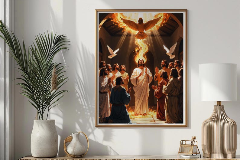 Pentecost Holy Spirit Art | Christian Bible Scene Printable (digital ...