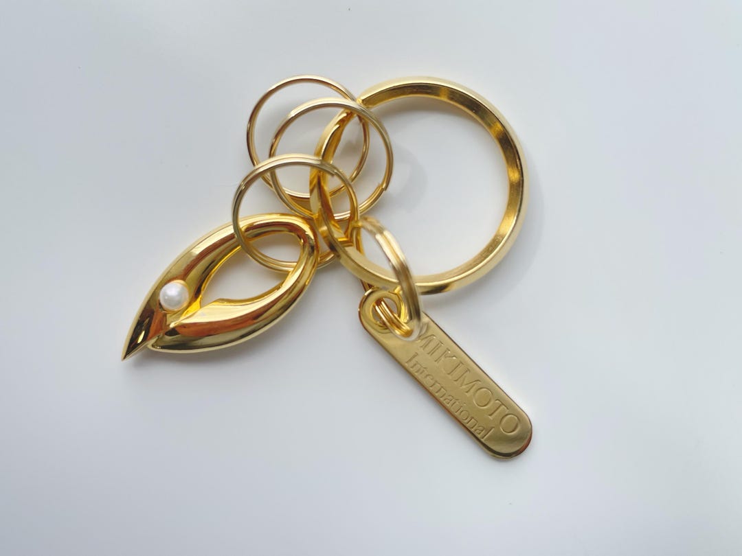 Vintage MIKIMOTO Genuine Pearl Gold Keychain – Elegant Pearl Key Ring ...