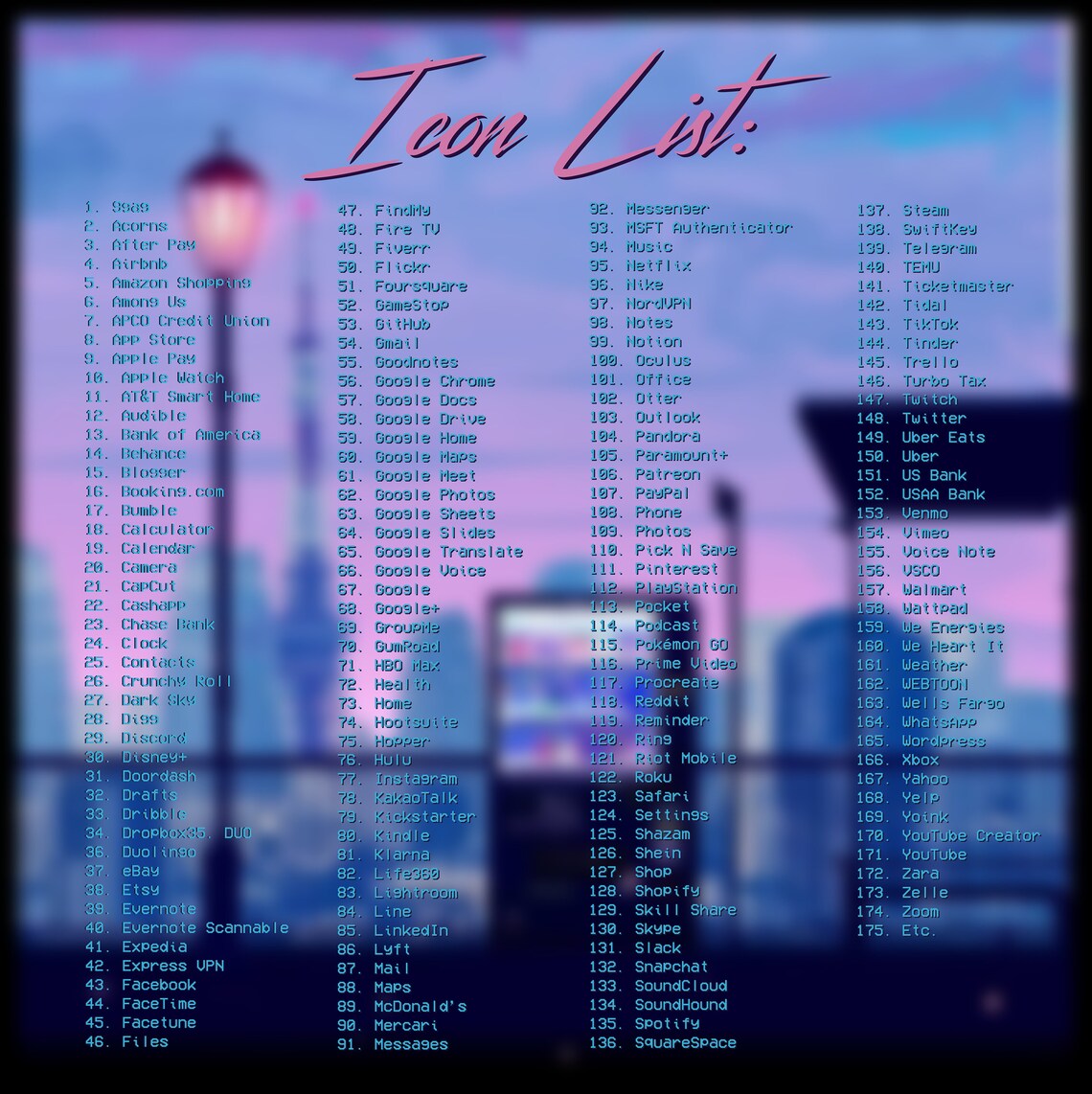 Neo-cyber Lo-fi Aesthetic Ios 16 App Icon Set | 175 App Icon Set ...