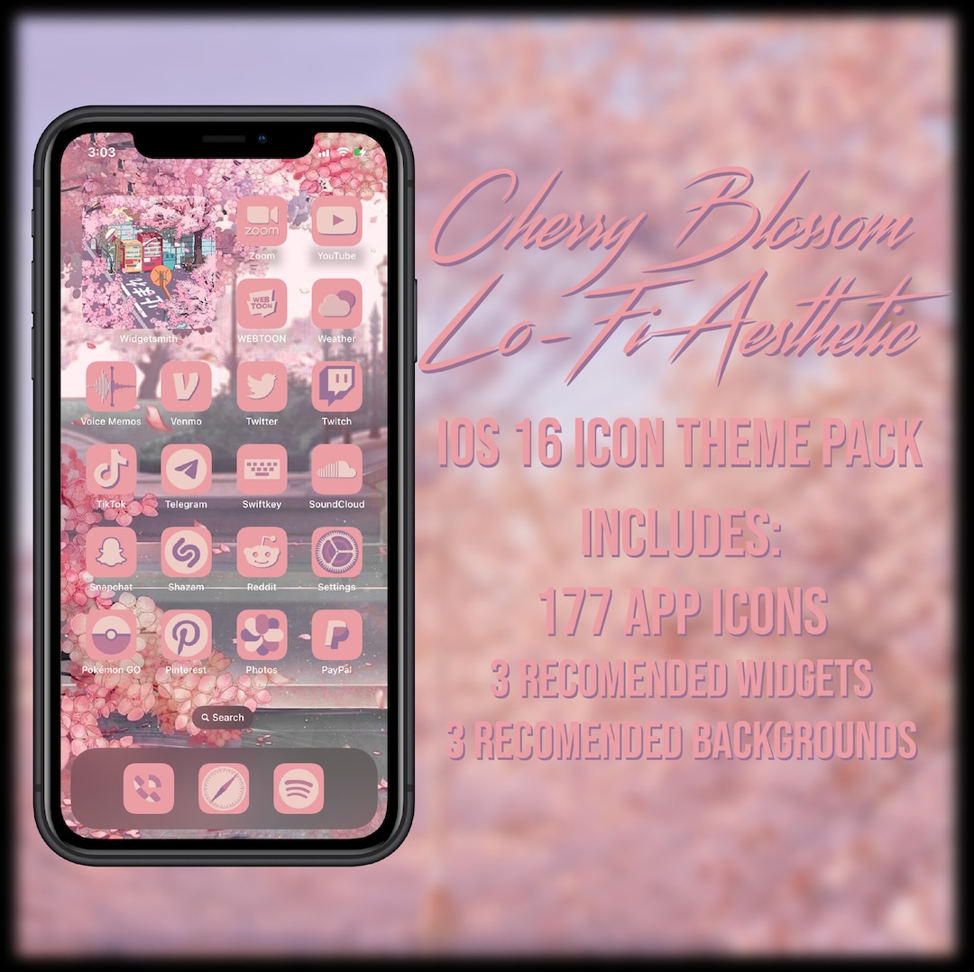 Cherry Blossom Lo-fi Aesthetic Ios 16 App Icon Set | 177 App Icon Set ...