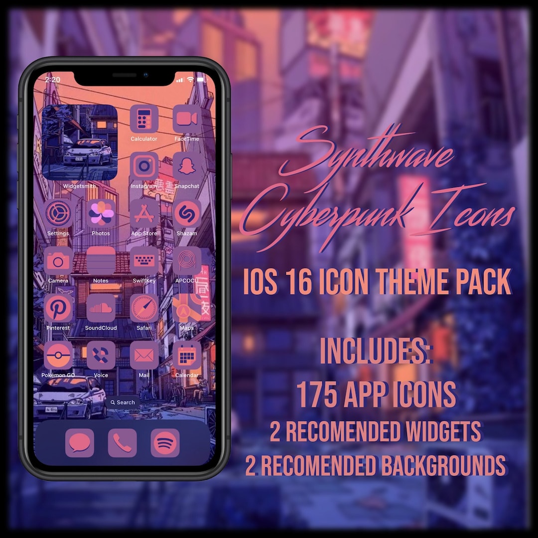 Synth-wave Cyberpunk Lo-fi Aesthetic Ios 16 App Icon Set | 175 App Icon ...