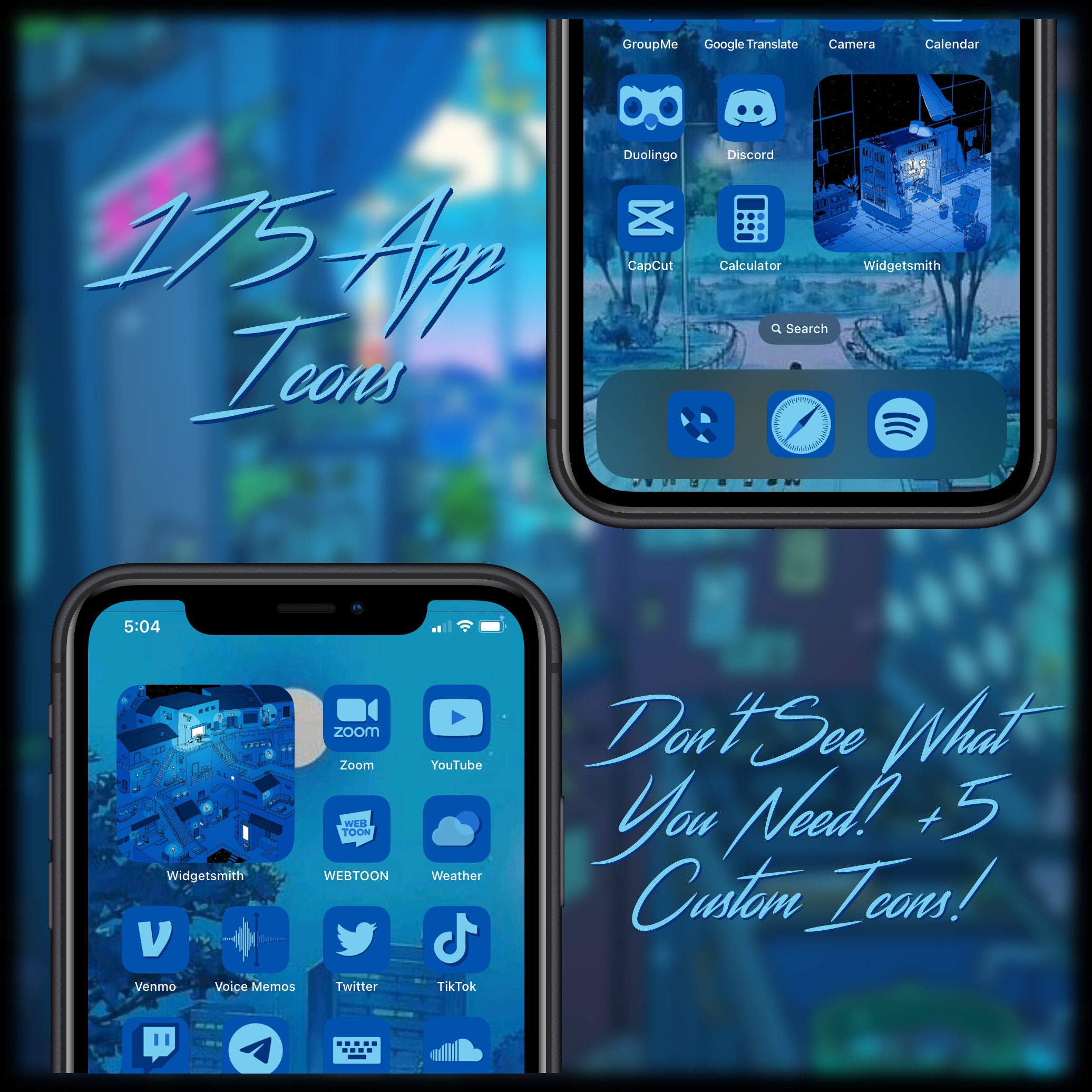 Blue Lo-fi Aesthetic Ios 16 App Icon Set | 175 App Icon Set | Theme ...