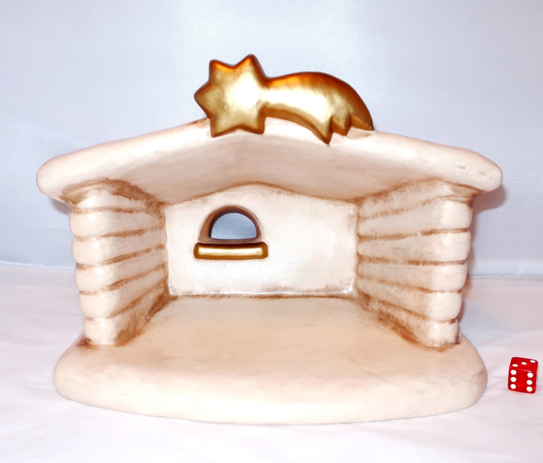THUN NATIVITY STABLE Crib Creche S589B83 in Champagne Log Cabin Style ...