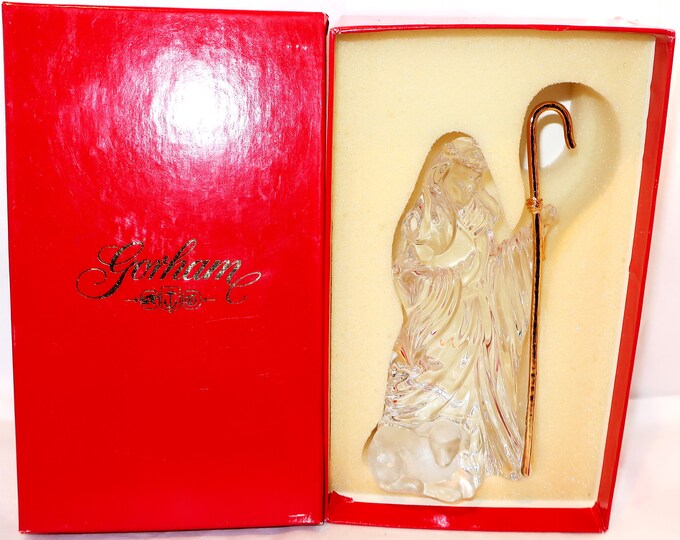 GORHAM CRYSTAL NATIVITY Shepherd With Lamb Accessory Figurine Gold ...