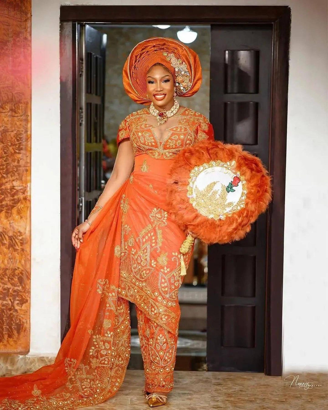 Burnt Orange George African Bridal Dress Igbo Wedding Dress - Etsy