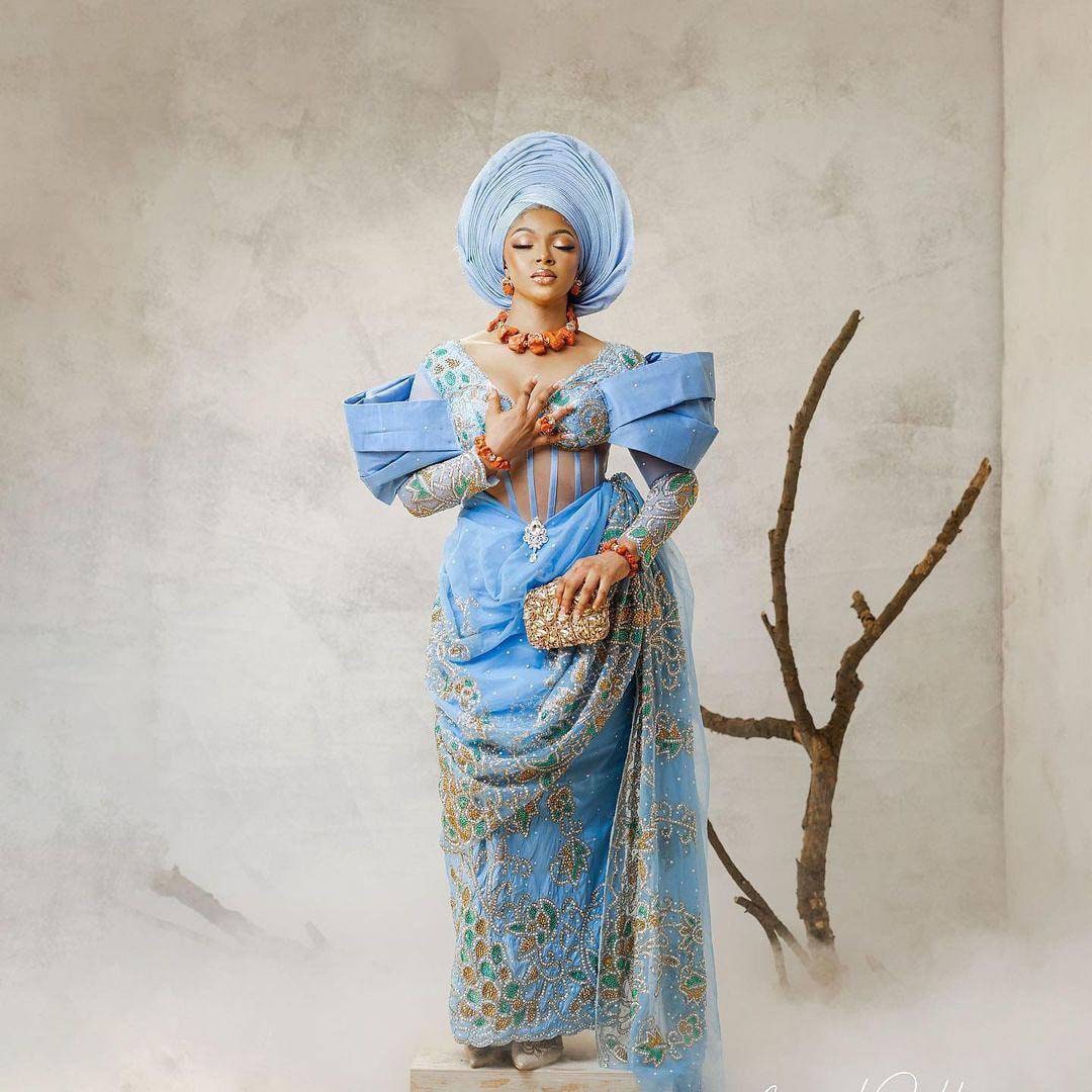 Torquise Blue George Bridal Dress, Igbo Wedding Dress for Brides ...