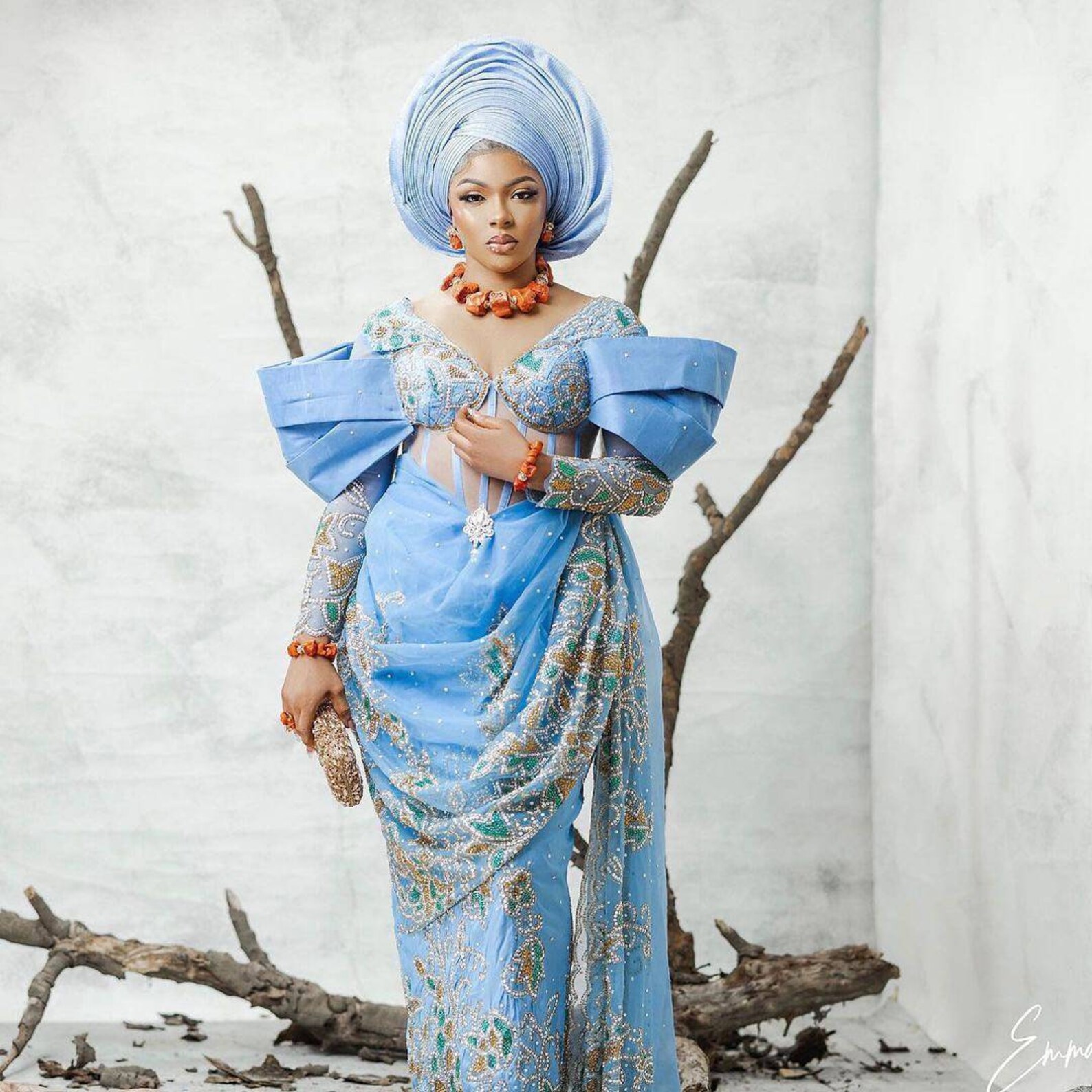 Torquise Blue George Bridal Dress, Igbo Wedding Dress for Brides ...