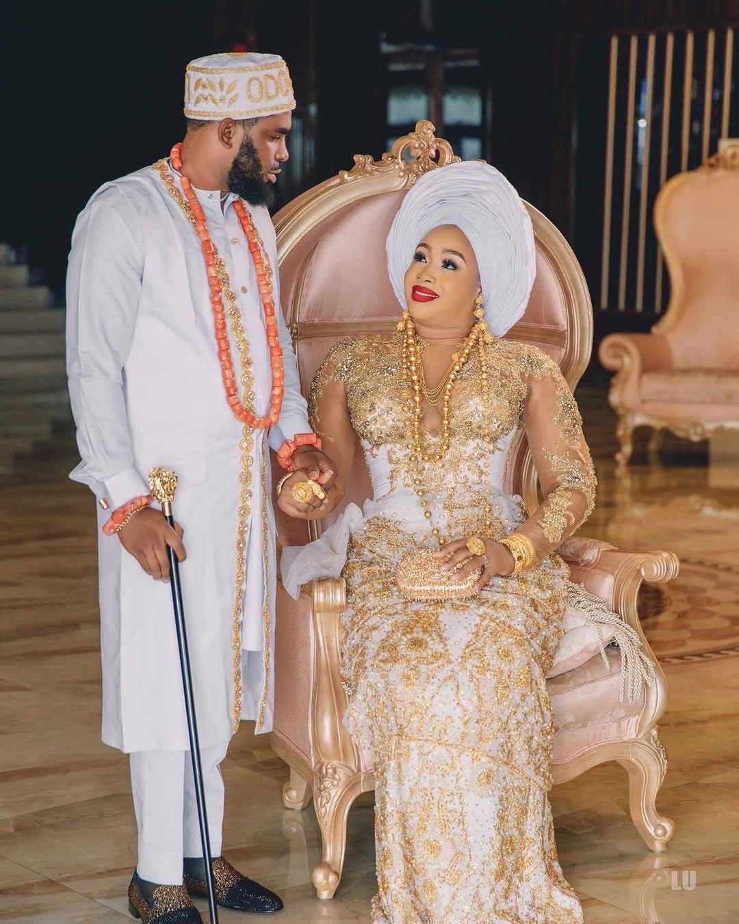 White and Gold George Bridal Dress Igbo Wedding Dress for - Etsy UK