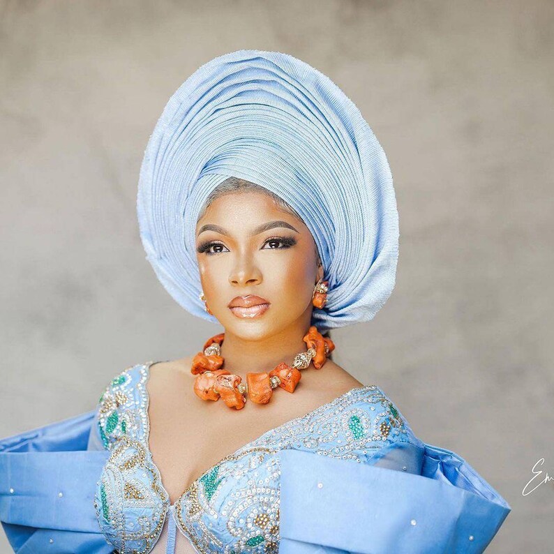 Torquise Blue George Bridal Dress, Igbo Wedding Dress for Brides ...