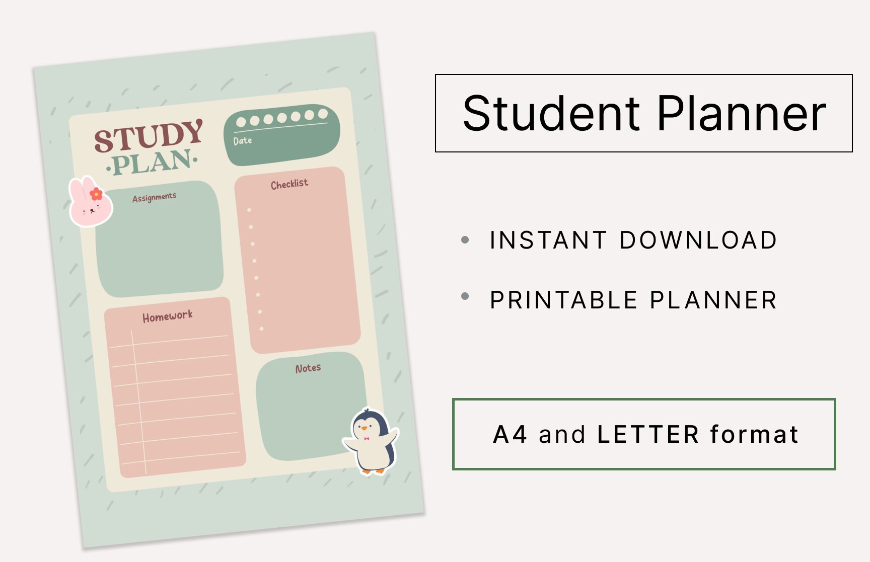 Fancy Study Planner 2023 | Printable Study Planner - Etsy