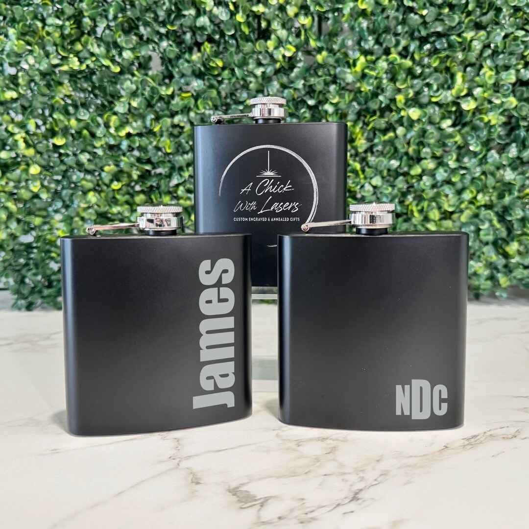 8oz Custom Engraved Stainless Steel Flask, Personalized Flask, Monogram ...