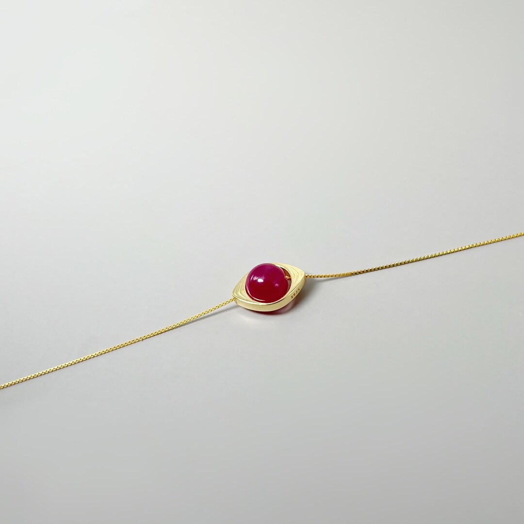 Real Ruby Evil Eye Necklace: 18K Gold Filled July Birthstone - Etsy