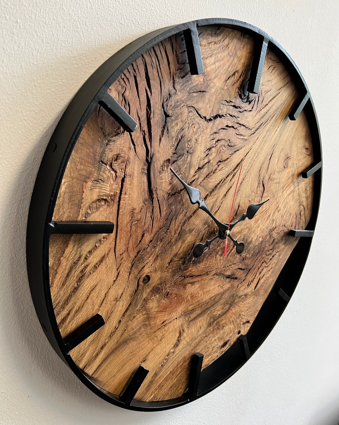Wall Clock Made of Alder, Clock, Wall Decoration, Solid Wood, Handmade, Handwork, Wood, Wood ...