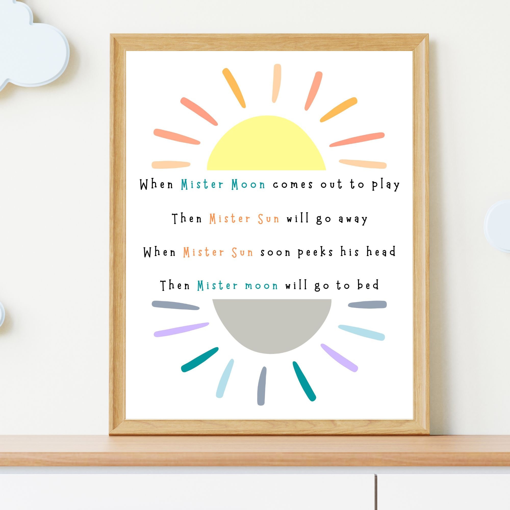 Sun Moon Poem Digital Art Print- Playroom Nursery Childs Room Decor ...