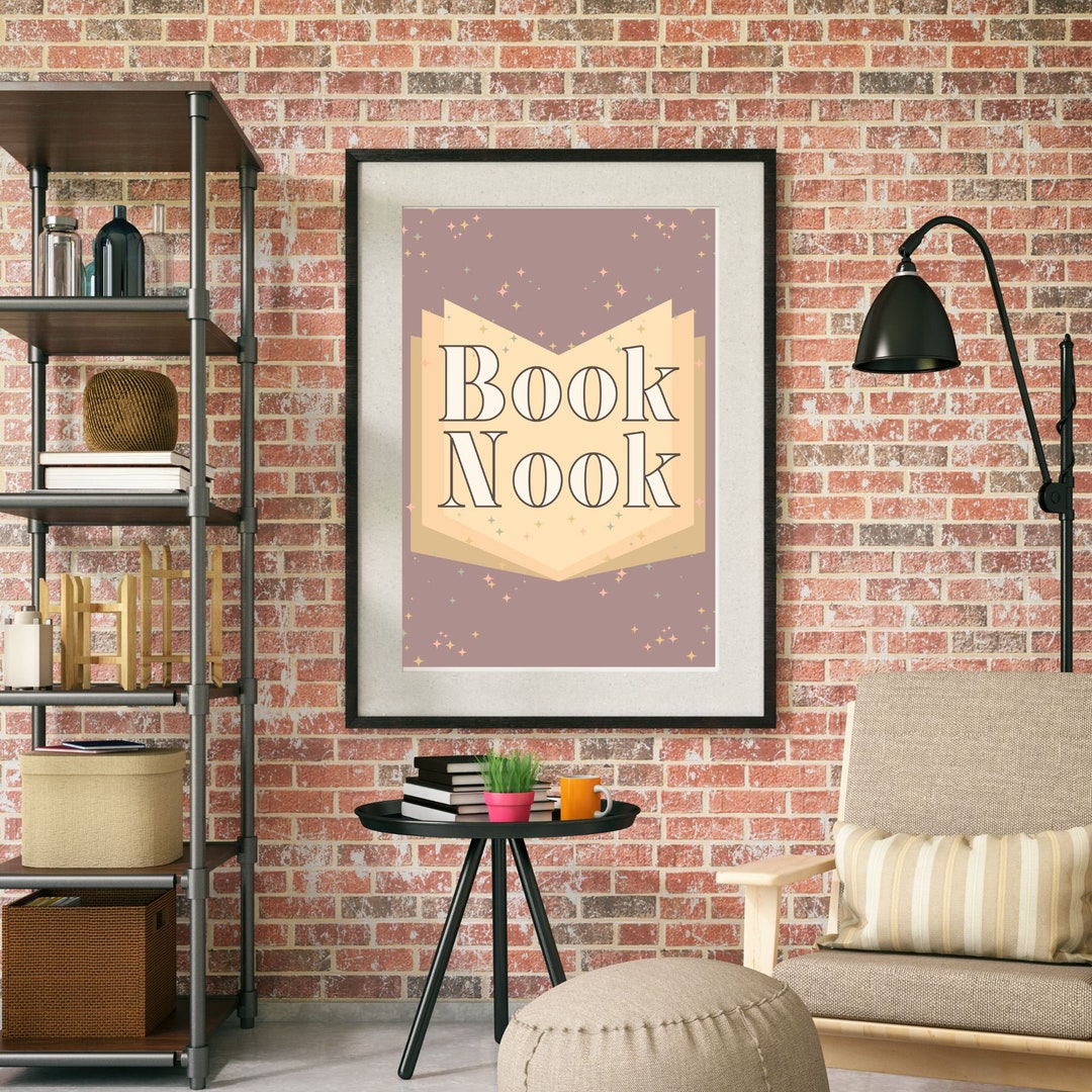 Book Nook Digital Art Print- Printable Book Lover Decor- INSTANT ...