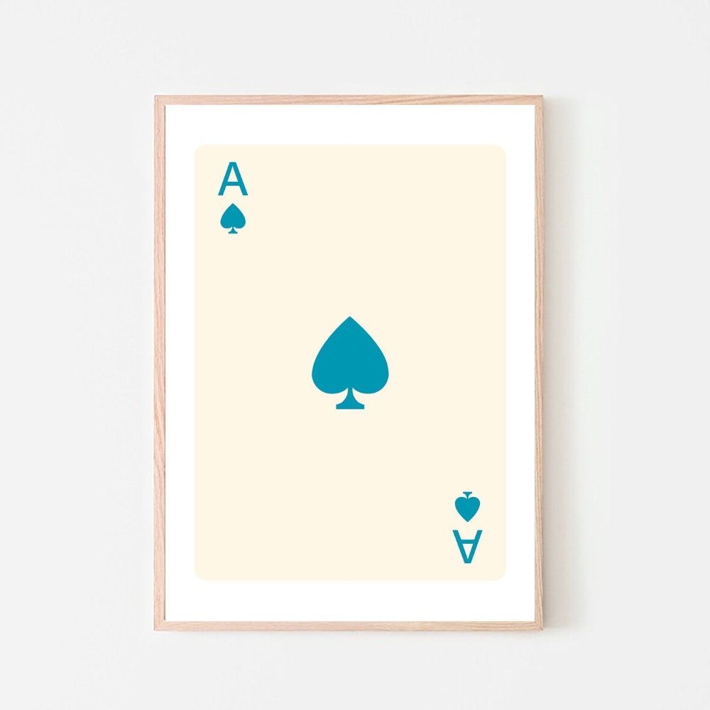 Popular Retro Wall Art Set of 3 in Teal,cards Wall Set, Ace Card Print ...
