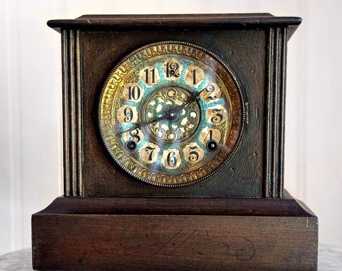 Antique Gilbert Mantle Clock | 1800s Key Wind Pendulum Clock | Wooden ...