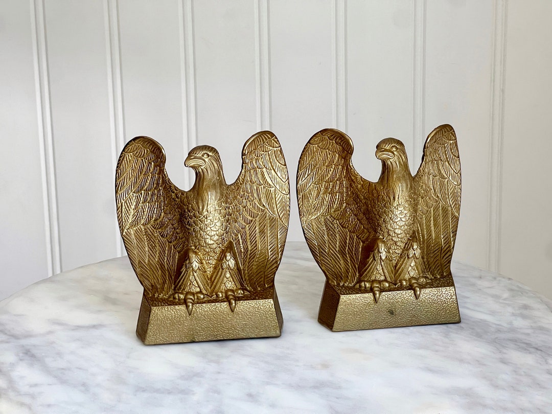 Vintage Brass Eagle Bookends 6 Mid Century Gold Eagle Statue Americana ...