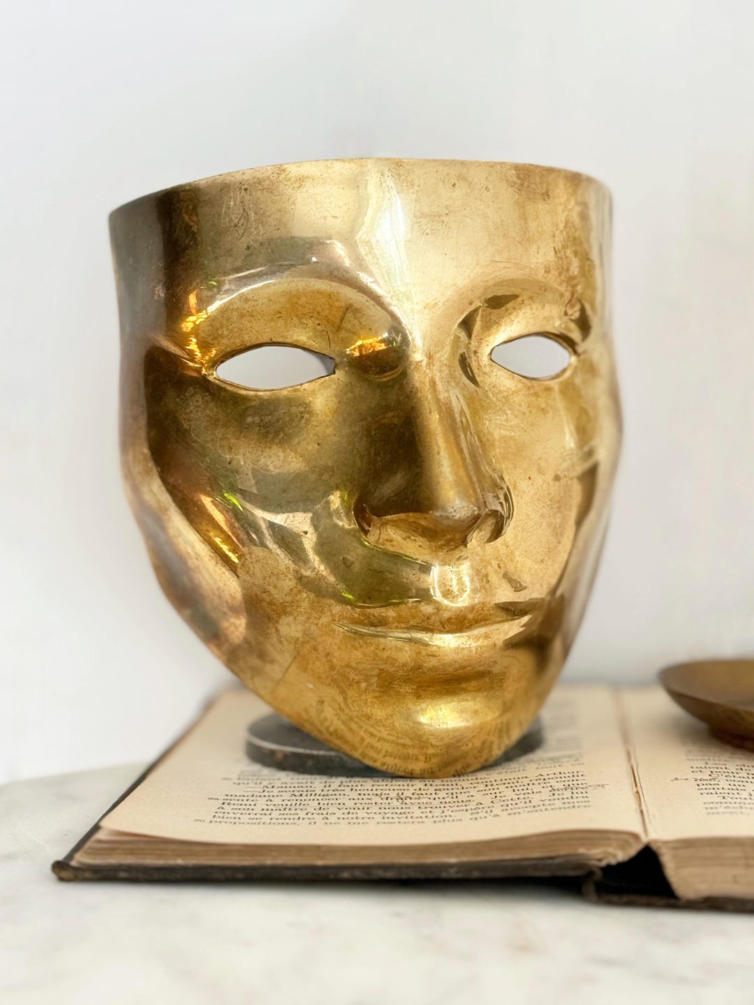 Vintage Solid Brass Theater Mask Wall Hanging | Venetian Theatre Mask ...