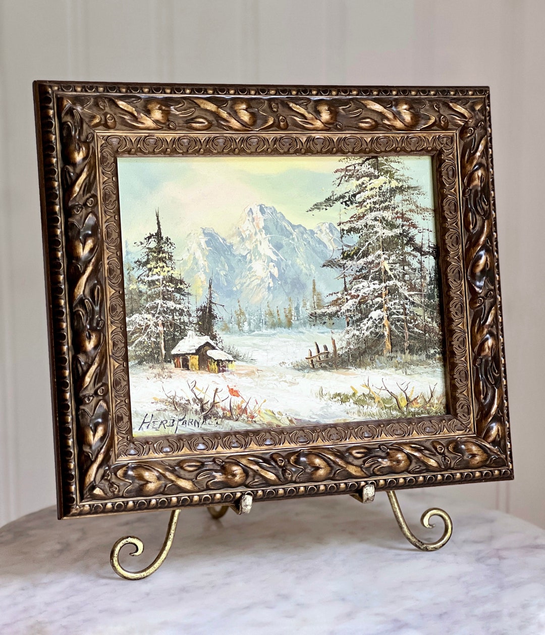 Original Framed Oil Painting on Canvas Herb Parnall Winter - Etsy