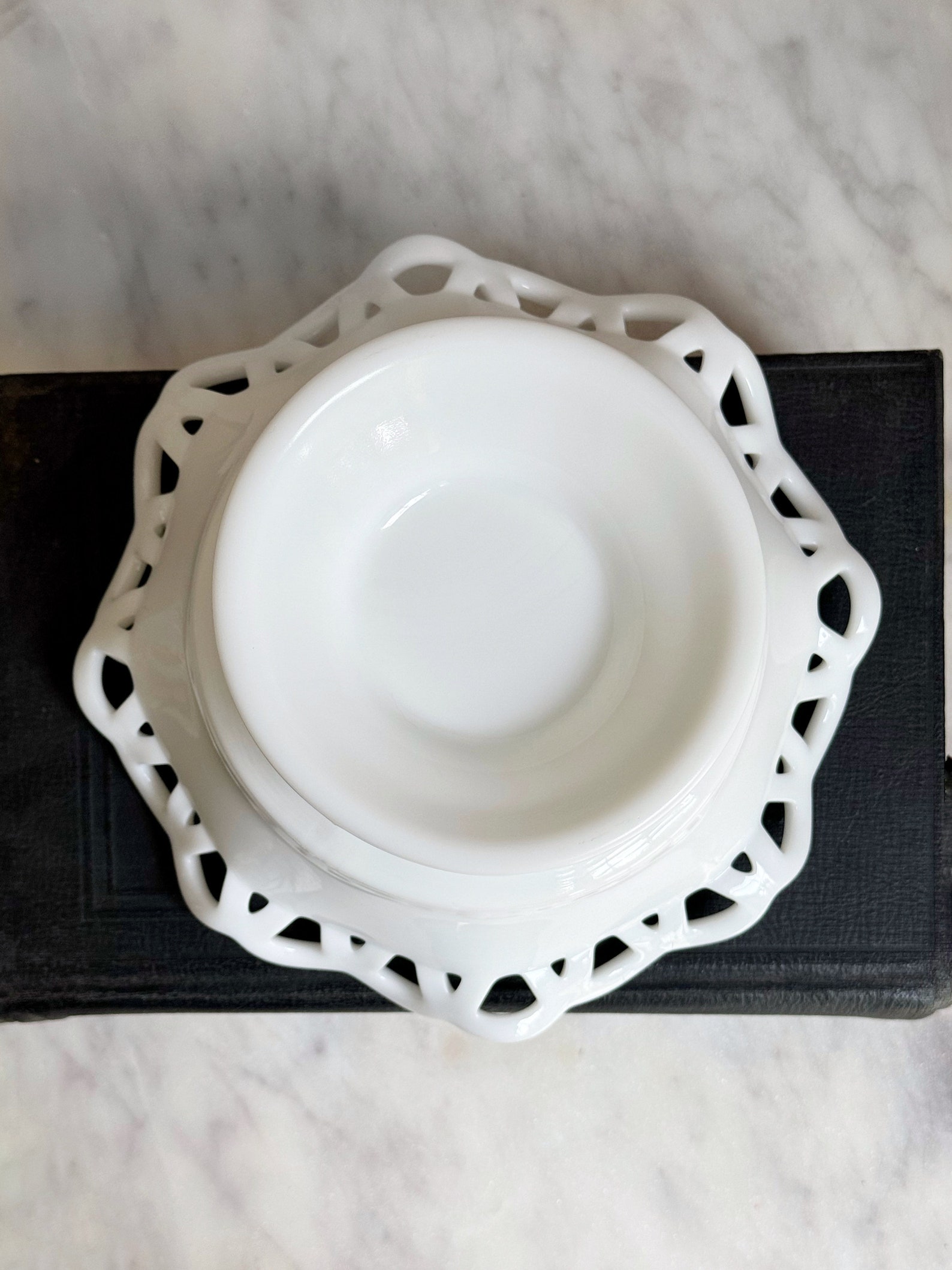 Vintage Colonial Lace Milk Glass Footed Compote L.E. Smith Milk Glass ...