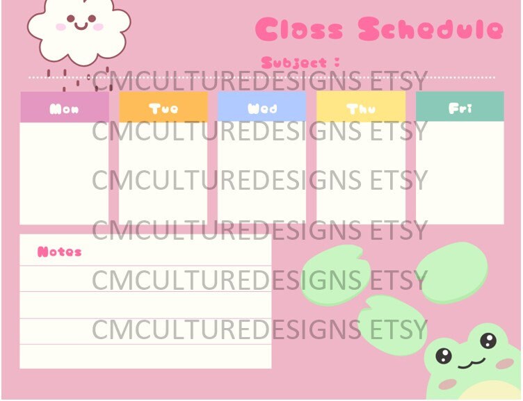 CUSTOMIZABLE Kawaii Cute Anime Frog Class Digital Schedule List for ...