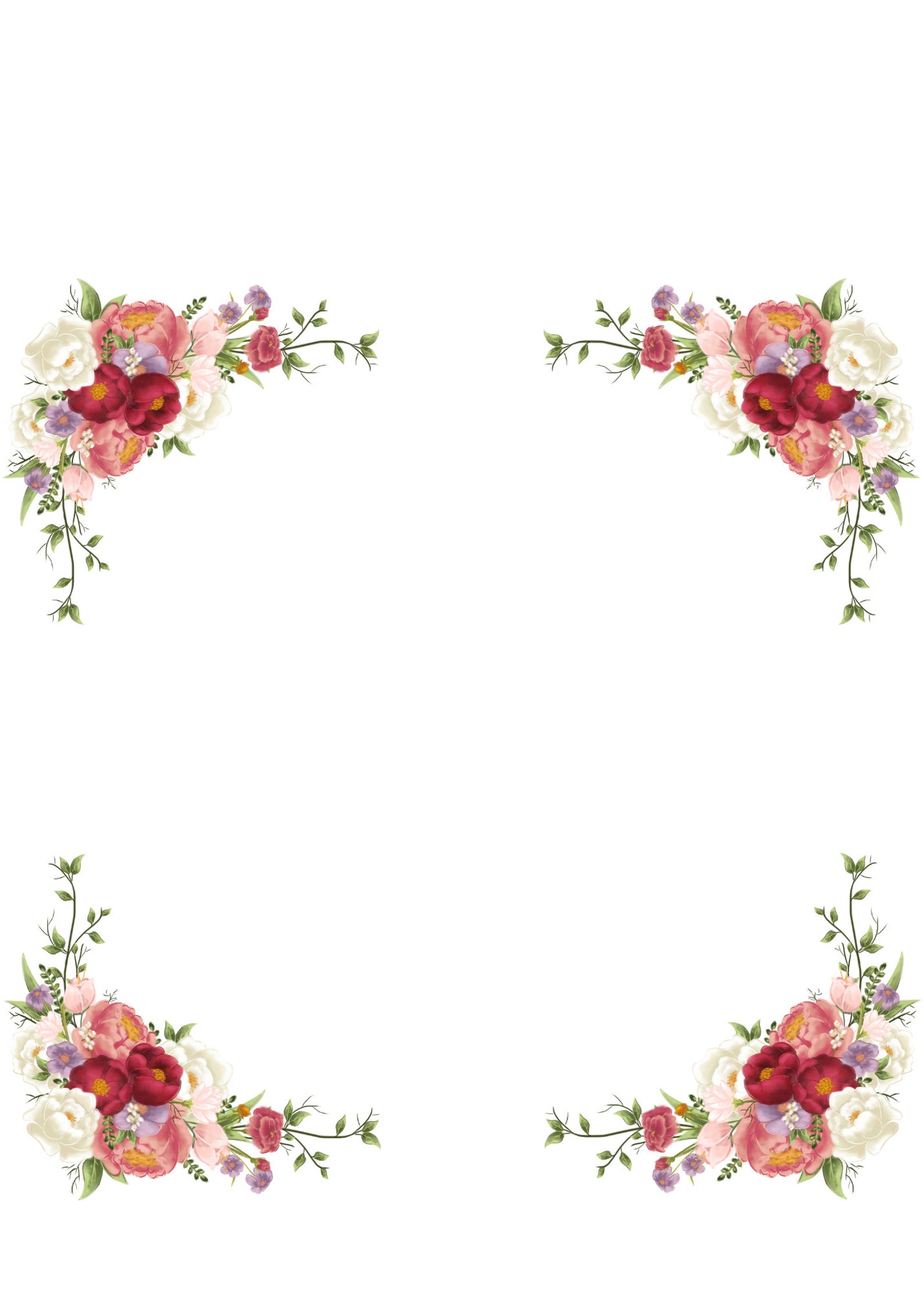 Pack of 12 Floral Frames Wedding Party Bridal Birthday Card Invitation ...