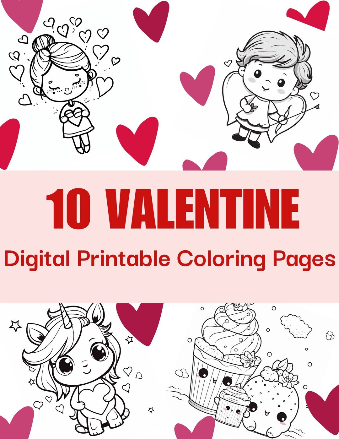 Valentine Coloring Pages for Kids Toddlers Pre-schoolers Simple ...