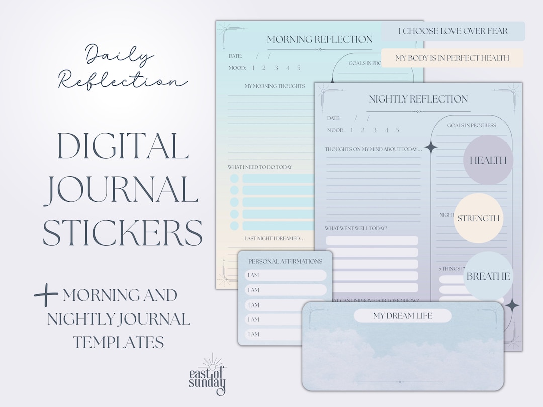 Daily Reflection Journal Stickers Digital Stickers, Goodnotes File ...