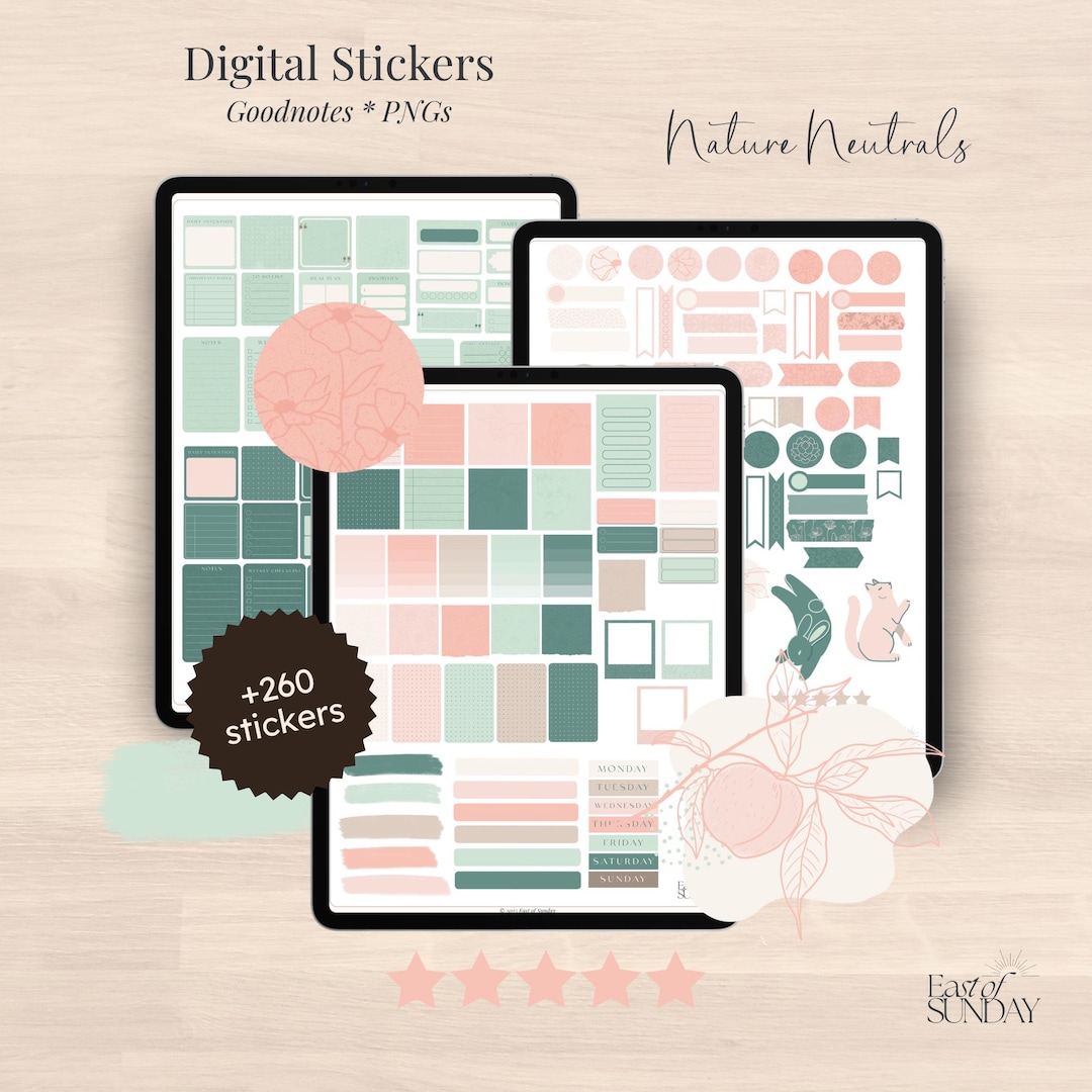 Nature Neutrals Digital Stickers | Digital Planner, Journal Stickers ...
