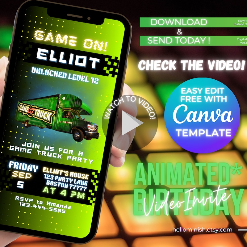 Green Party Invitations - Etsy