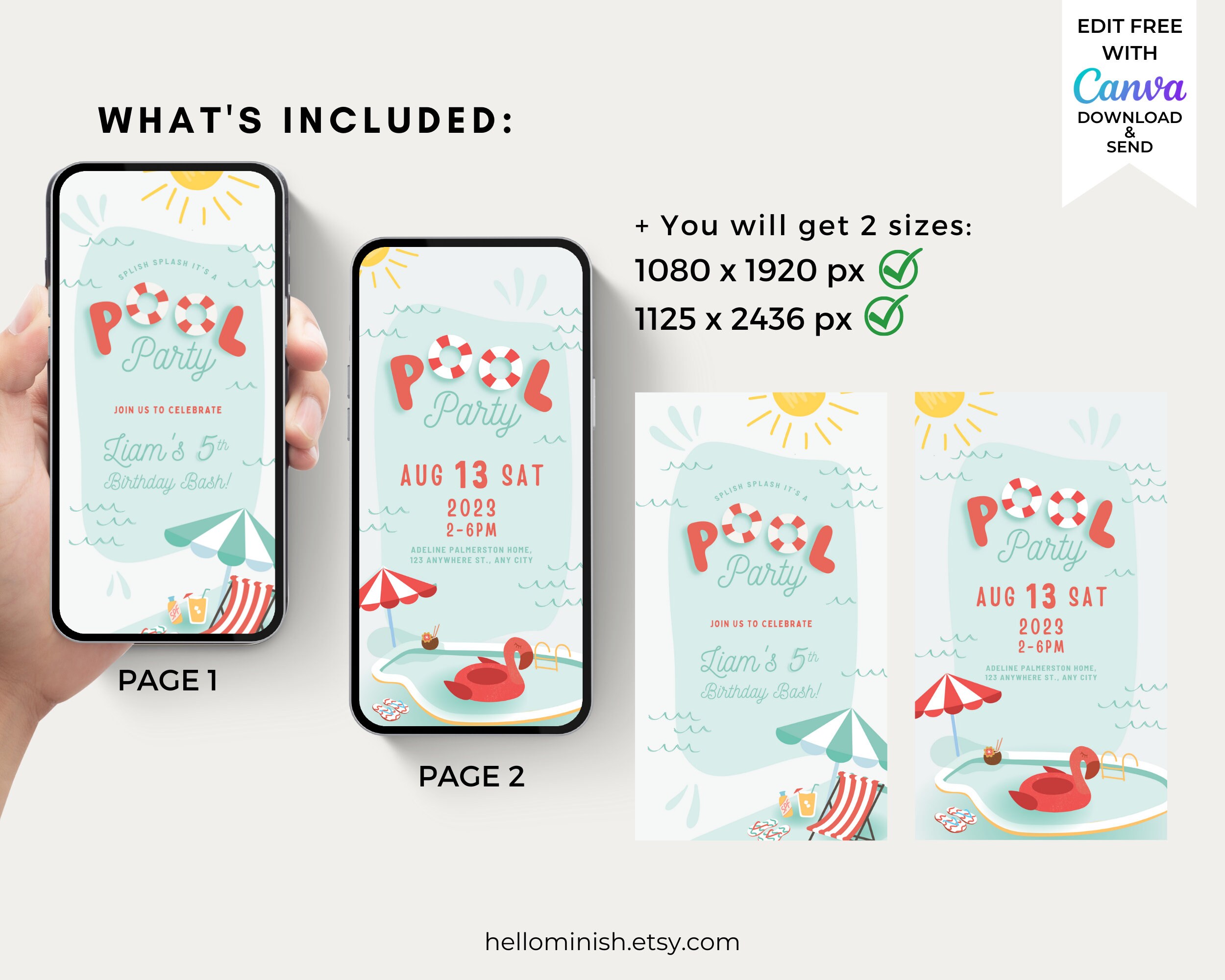 Animated Pool Party Invitation: Customizable Summer E-vite (digital ...