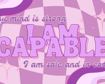 I Am Capable Affirmation Digital Wallpaper - Pink/orange Retro - Etsy