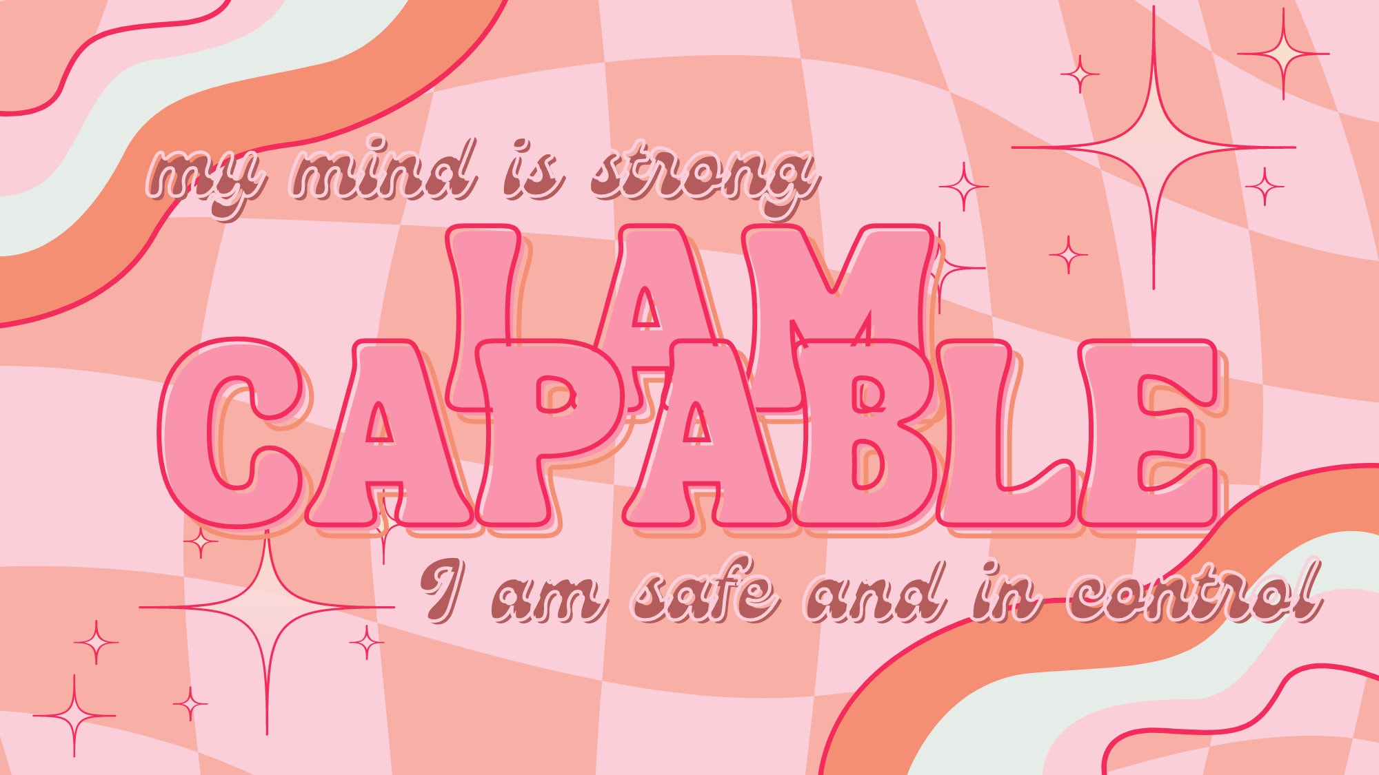 I Am Capable Affirmation Digital Wallpaper - Pink/orange Retro - Etsy