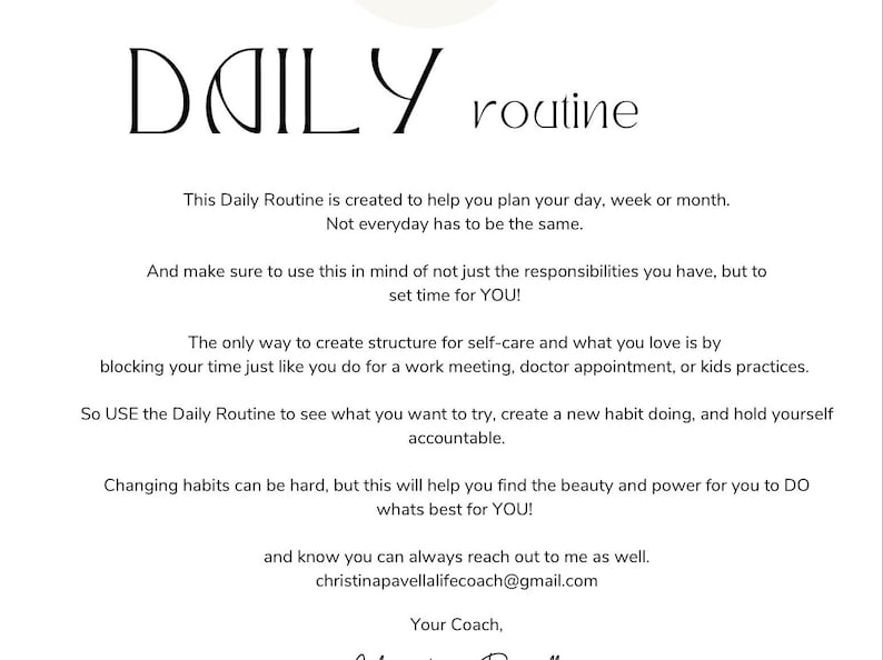 Daily Routine Spreadsheet - Etsy