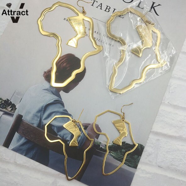 African Map Earring for Women Stainless Steel Ethiopian Jewelry African ...