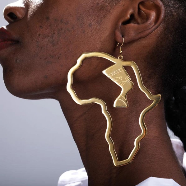 African Map Earring for Women Stainless Steel Ethiopian Jewelry African ...