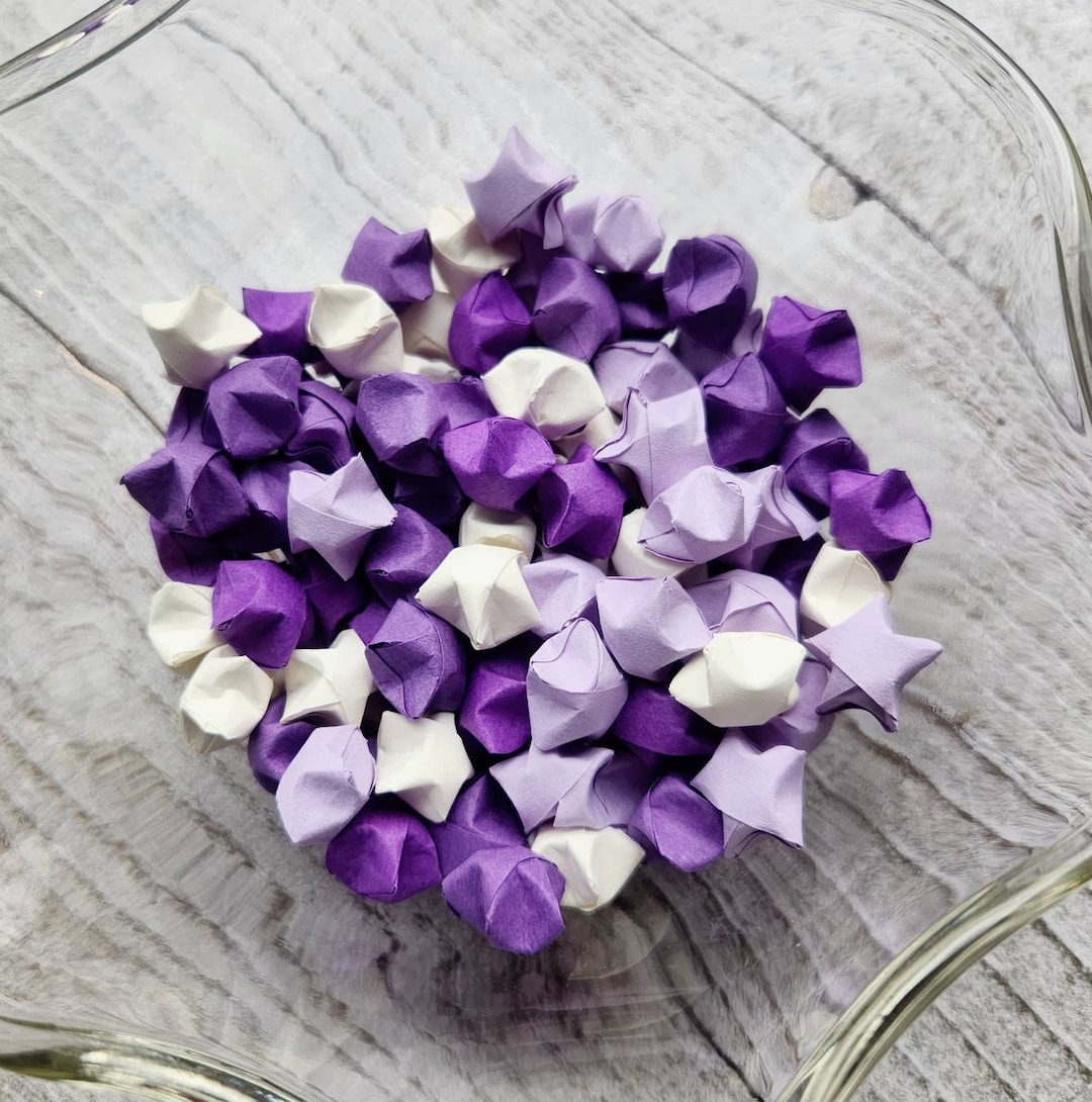Mix of Purple 100 Pack Hand Folded Origami Paper Stars. Origami Art ...