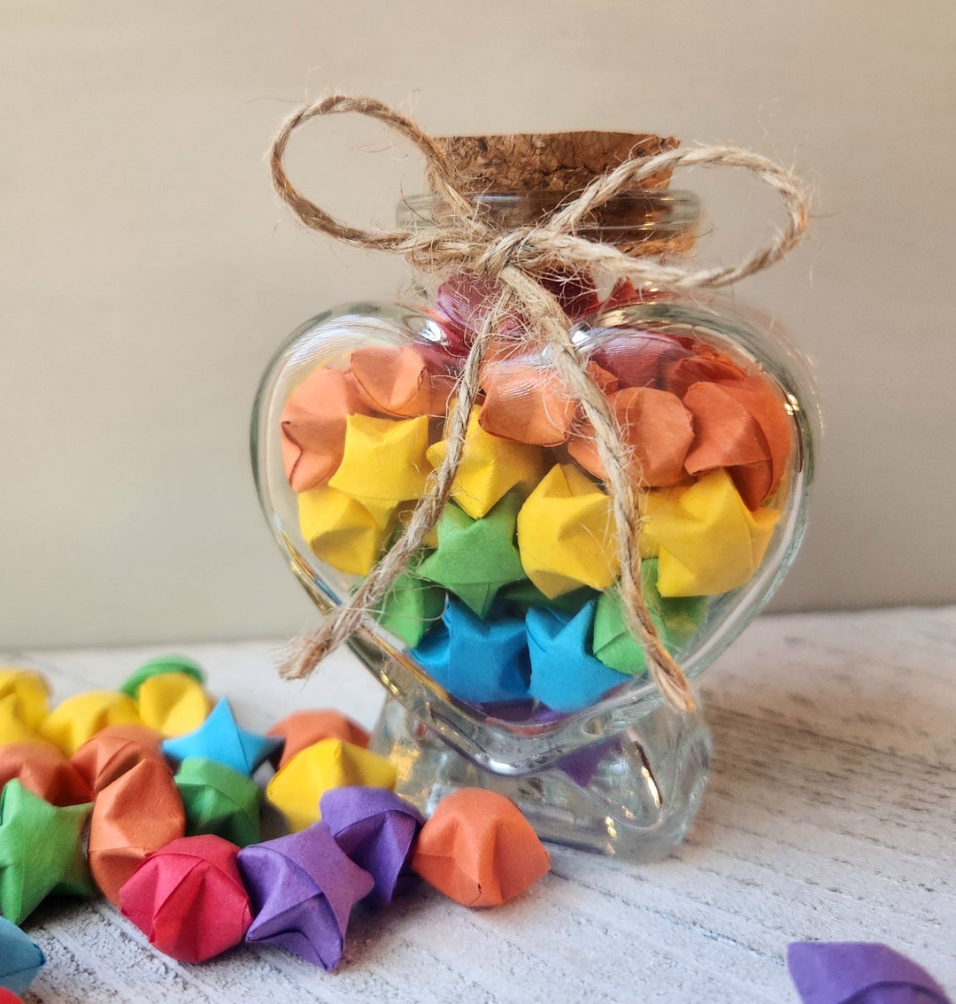 Rainbow Origami Stars in Glass Jar. Birthday|graduation|wedding ...