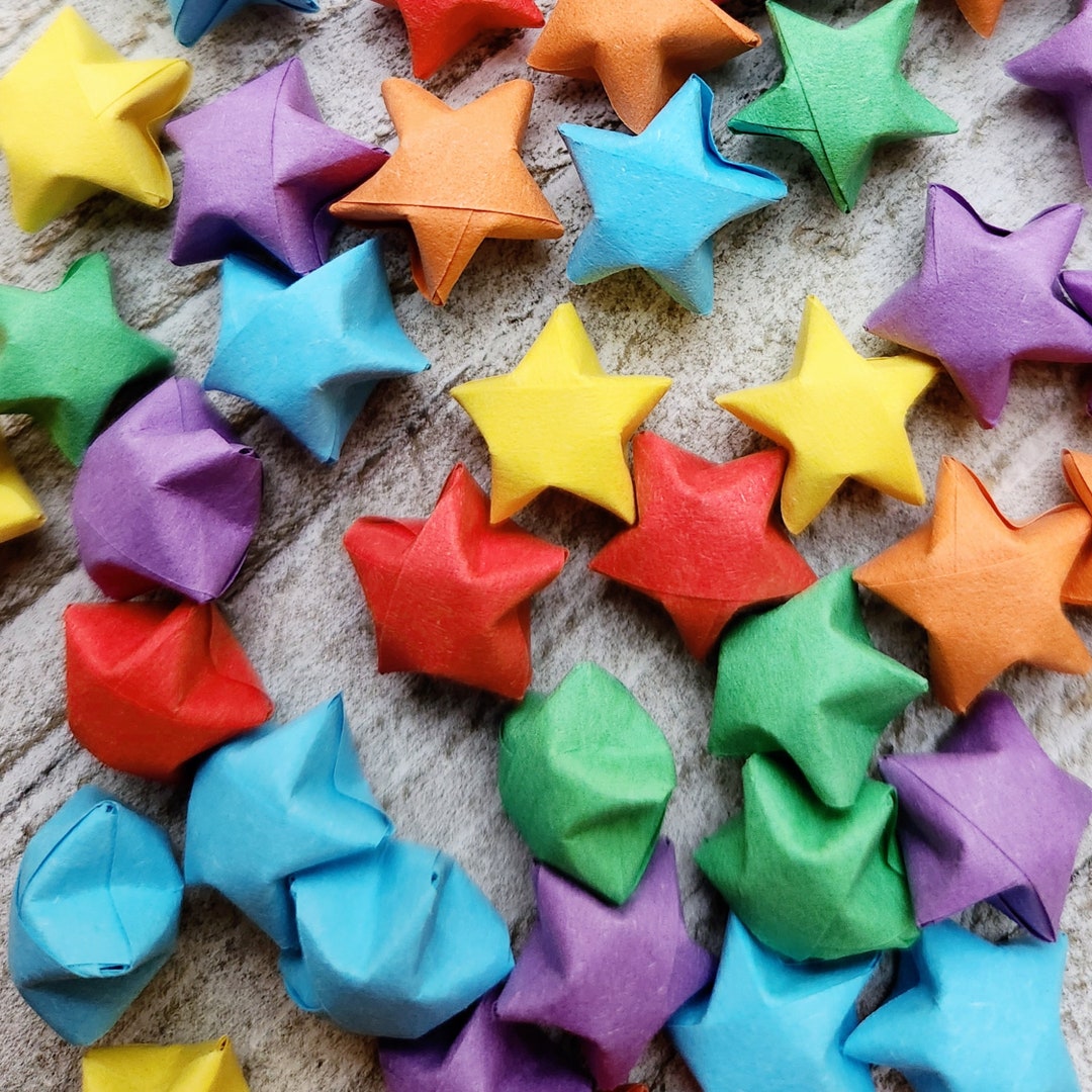 Rainbow Mix 100 Pack Hand Folded 3D Origami Paper Stars. Japanese ...