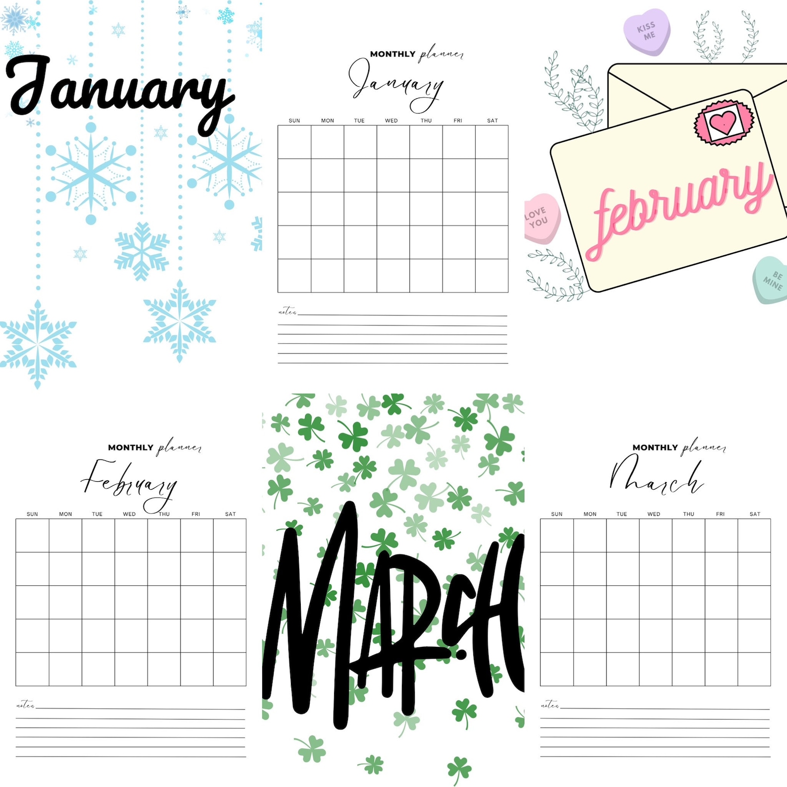 Digital and Printable Monthly Calendar - Etsy