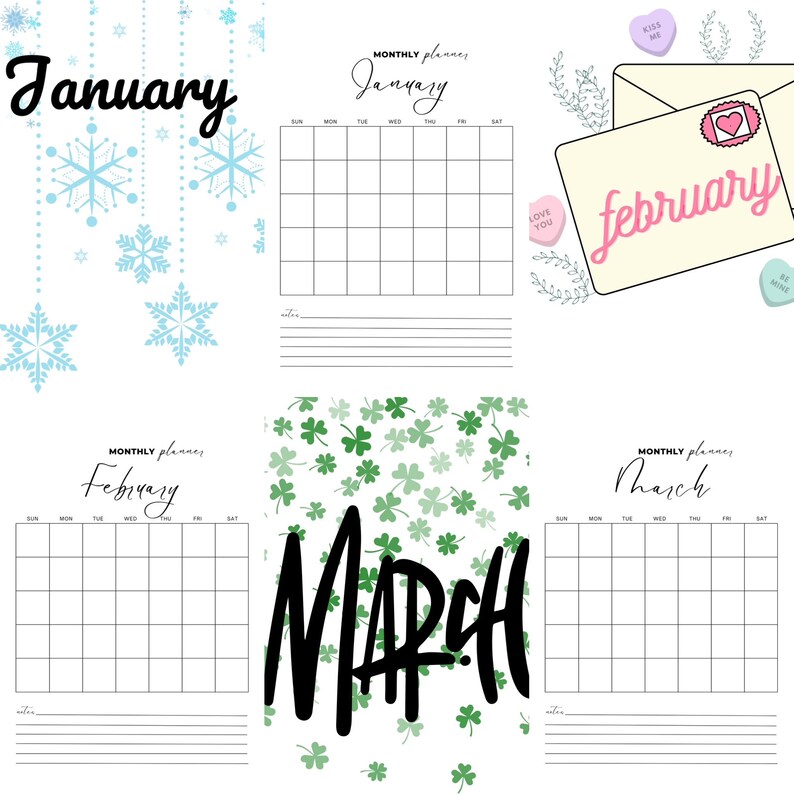 Digital and Printable Monthly Calendar - Etsy