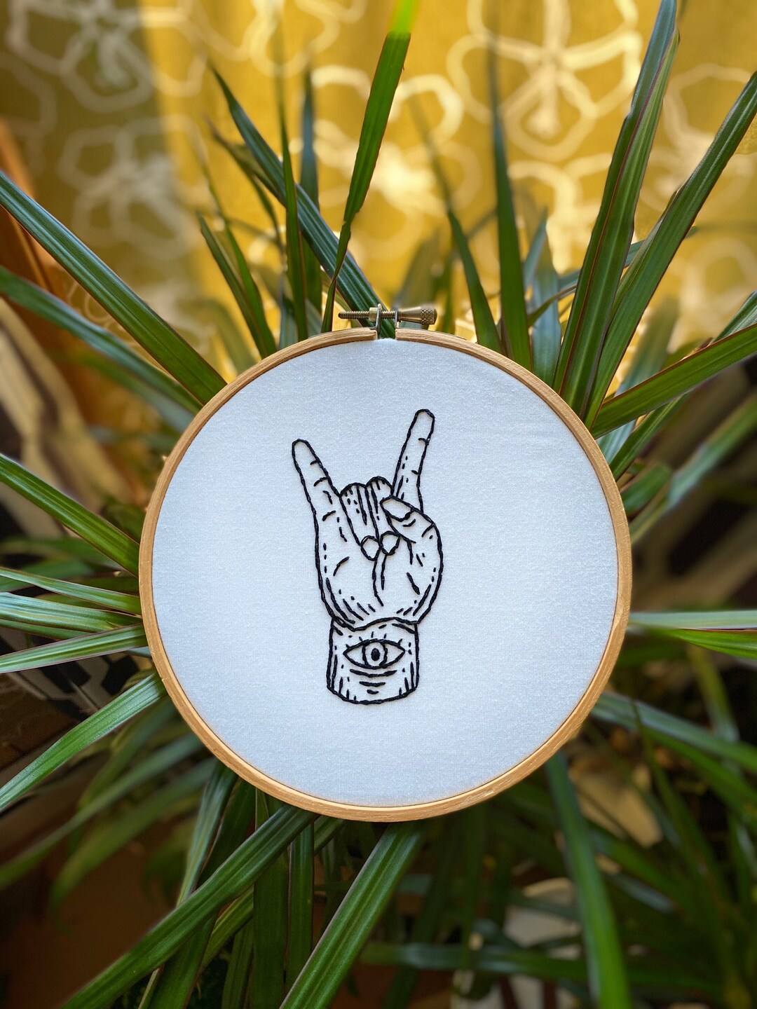 Finished Embroidery Hoop: Eye Like to Rock | Evil Eye | Goth | Metal ...